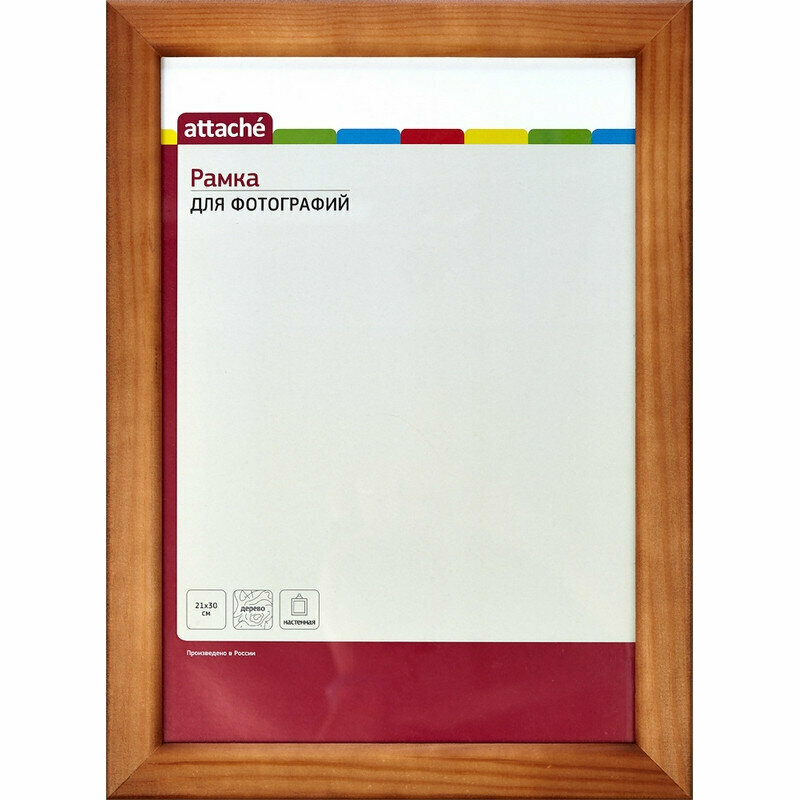 Рамка А4 21x30 см Комус/ATTACHE деревянный багет 25мм темная сосна, 52698