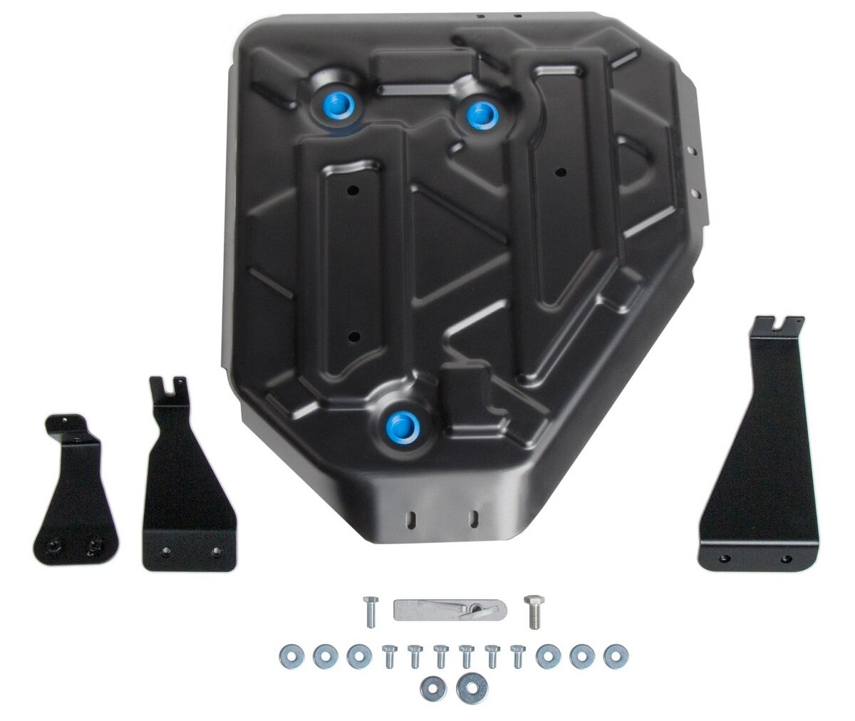 Защита топливного бака Rival для Hyundai Tucson IV (V - 2.0 (150 л. с.); 2.0D) 2021-н. в./Kia Sportage V (V - 2.5) 2021-н. в, сталь 1.5 мм, с крепежом, штампованная, 111.2389.1