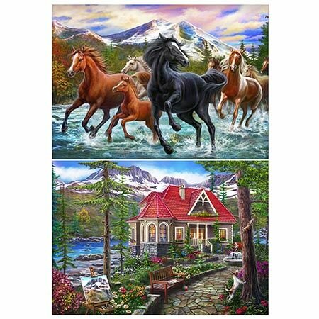 Алмазная мозаика Рыжий кот «Красивый дом в лесу» 40*50см