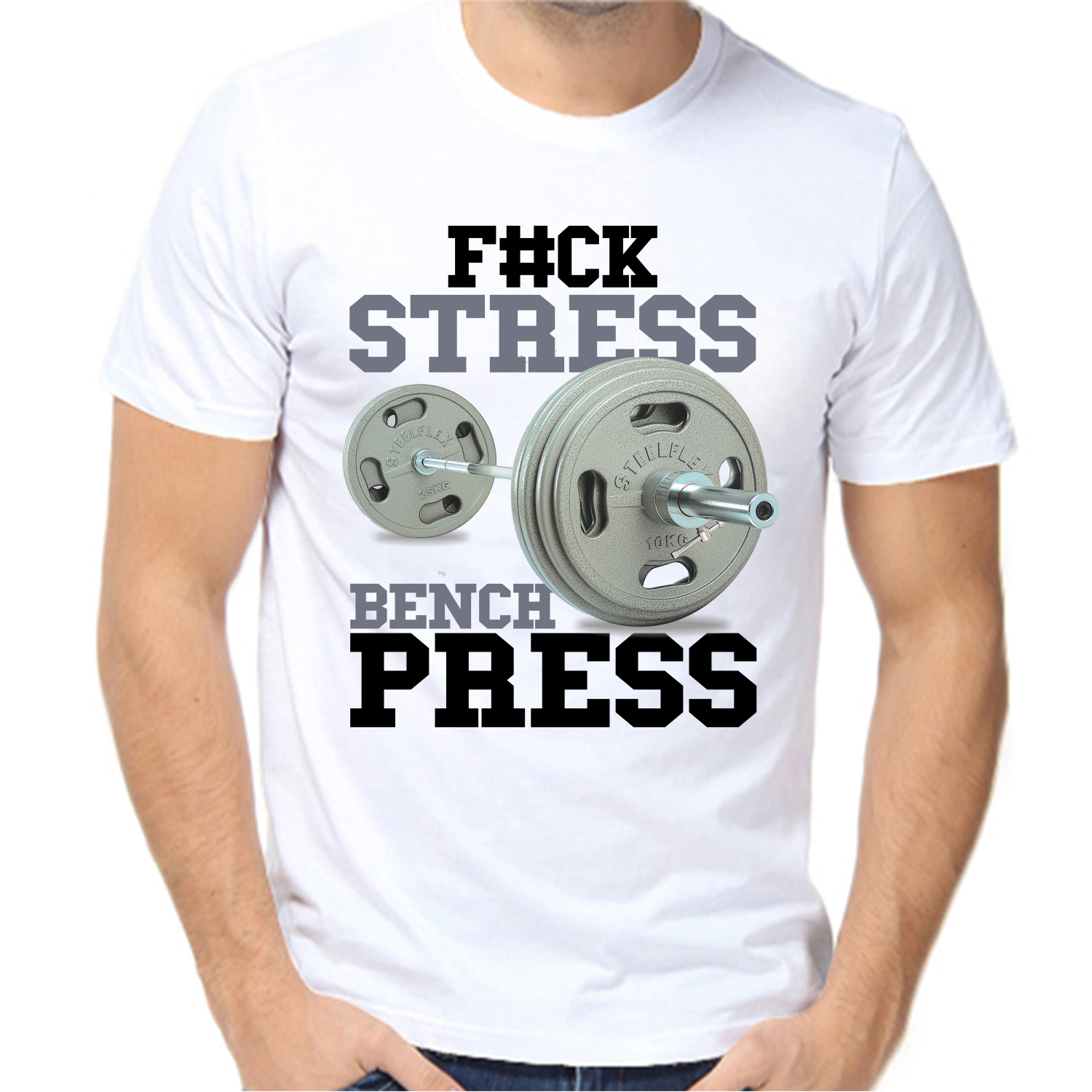 Футболка fuck stress bench press