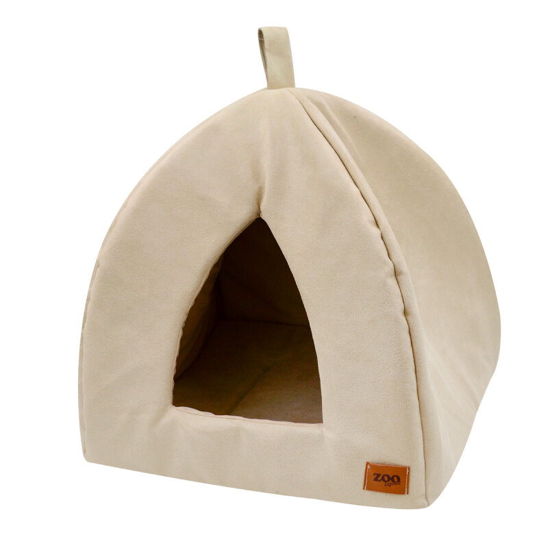Зооэкспресс Дом вигвам "Classic" искусственная замша, кремовый, №1, 38х38х40 см