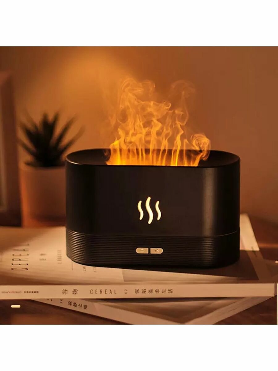 Увлажнитель воздуха с ароматизацией и подсветкой, увлажнитель воздуха для дома камин, черный