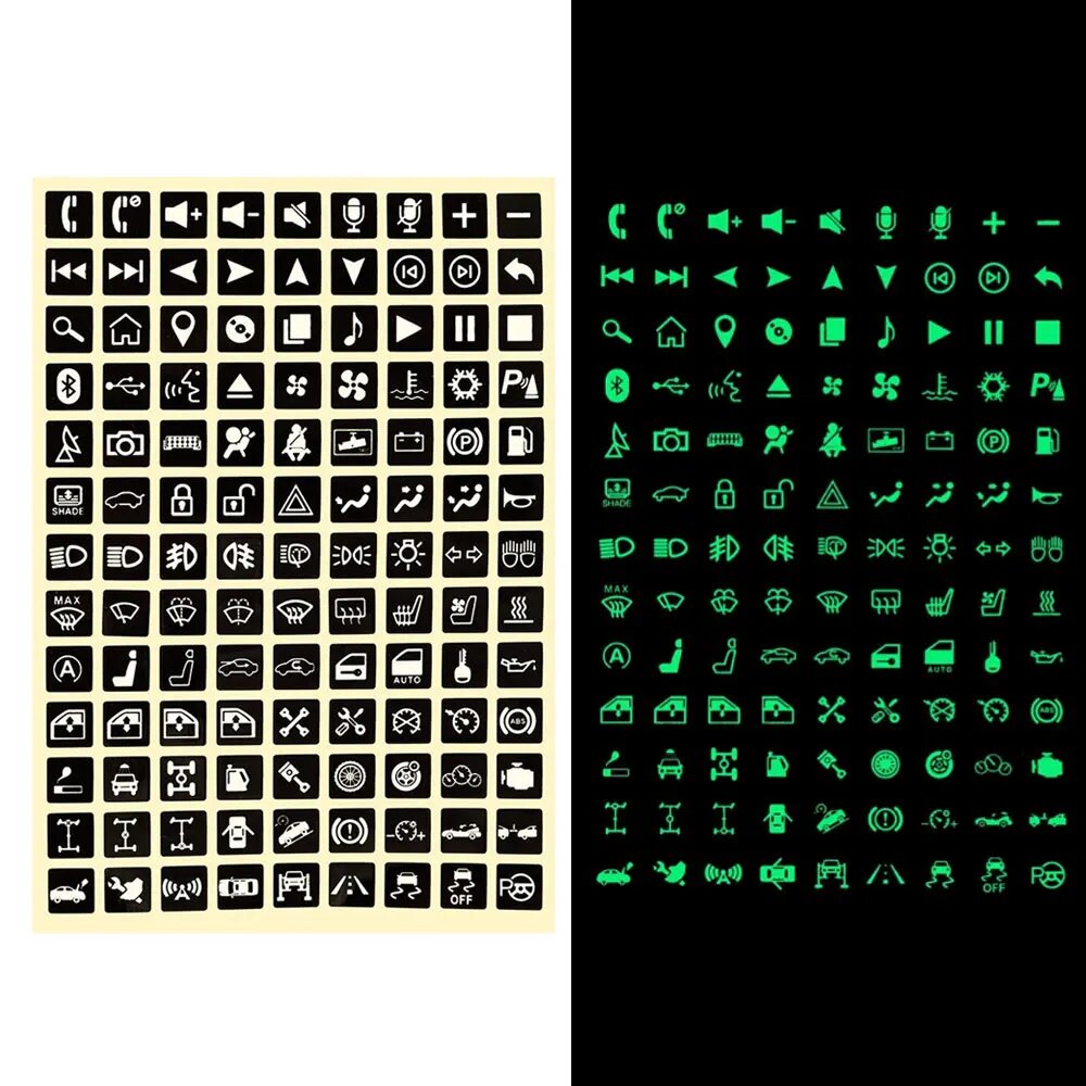 Светящиеся автомобильные наклейки, 1 шт, декоративная наклейка для кнопки приборной панели, переводная наклейка, аксессуары для интерьера автомобиля