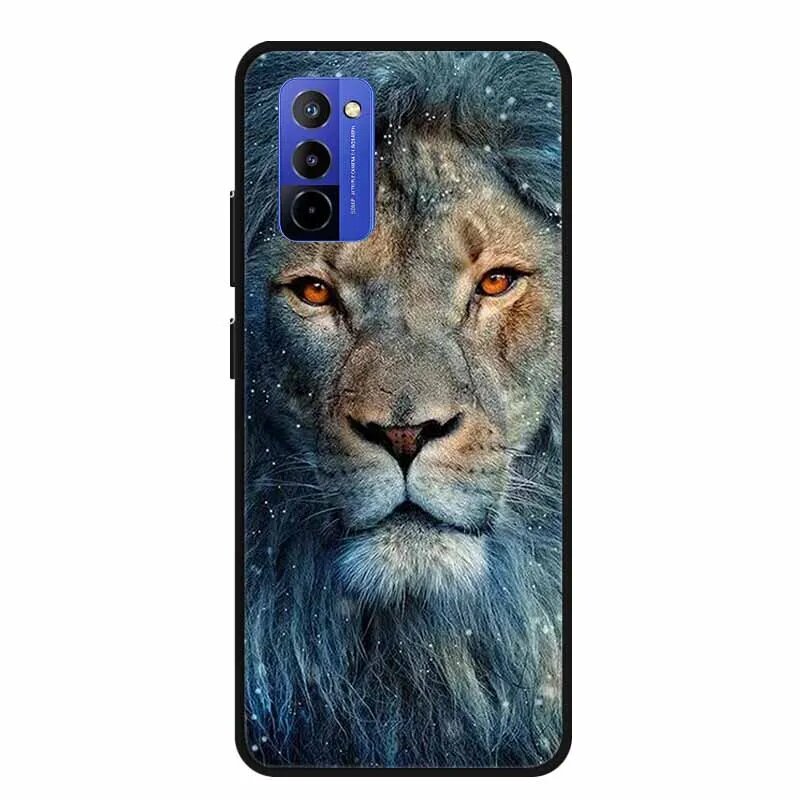 Чехол для Wiko 10 с принтом льва, черный, силикон