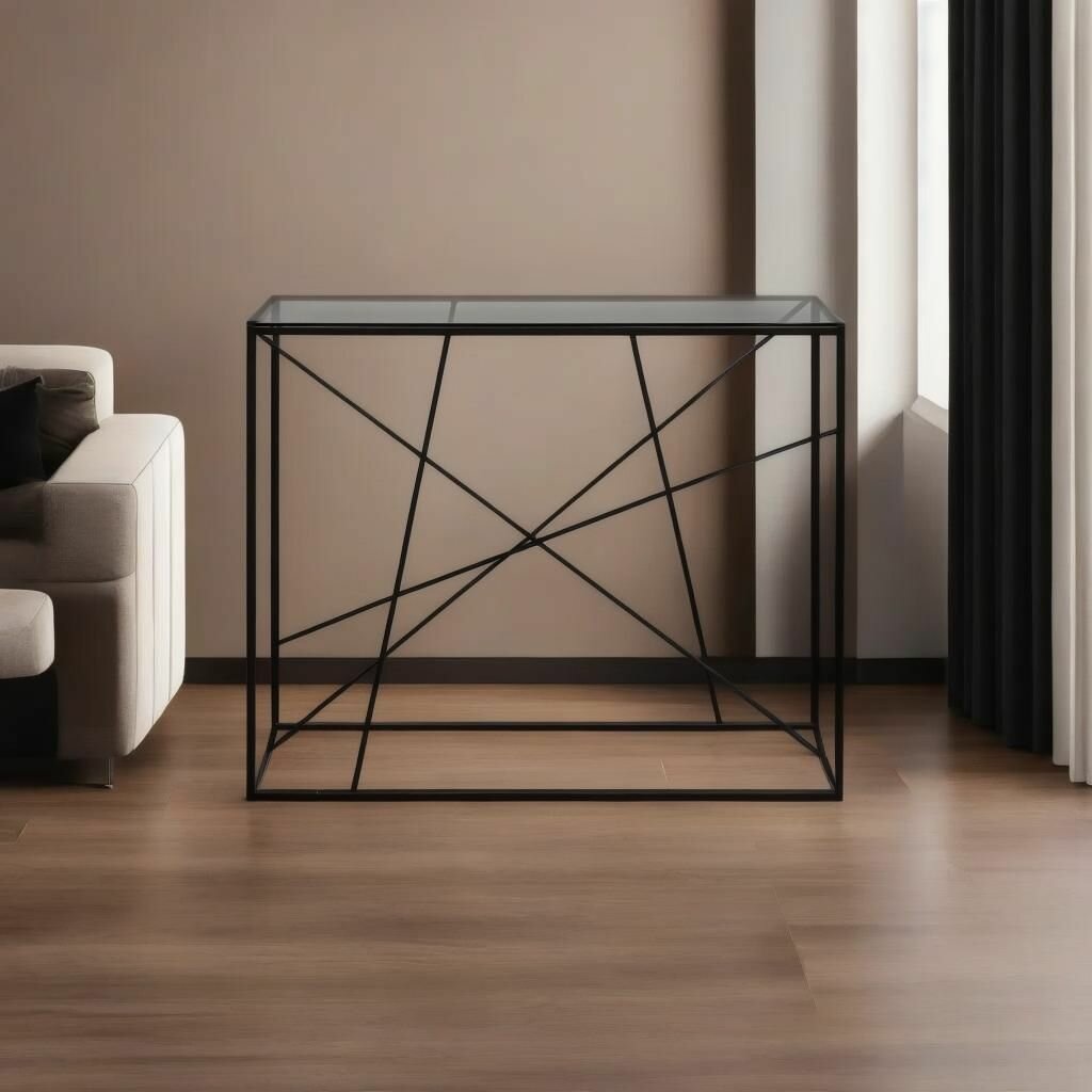 Консольный столик, туалетный столик патерсон 990х875х280мм (черный/прозрачное)