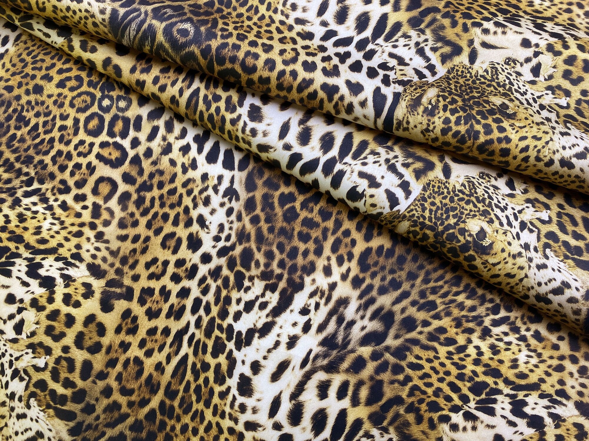 Ткань Хлопок коричневого цвета с принтом леопард 14229