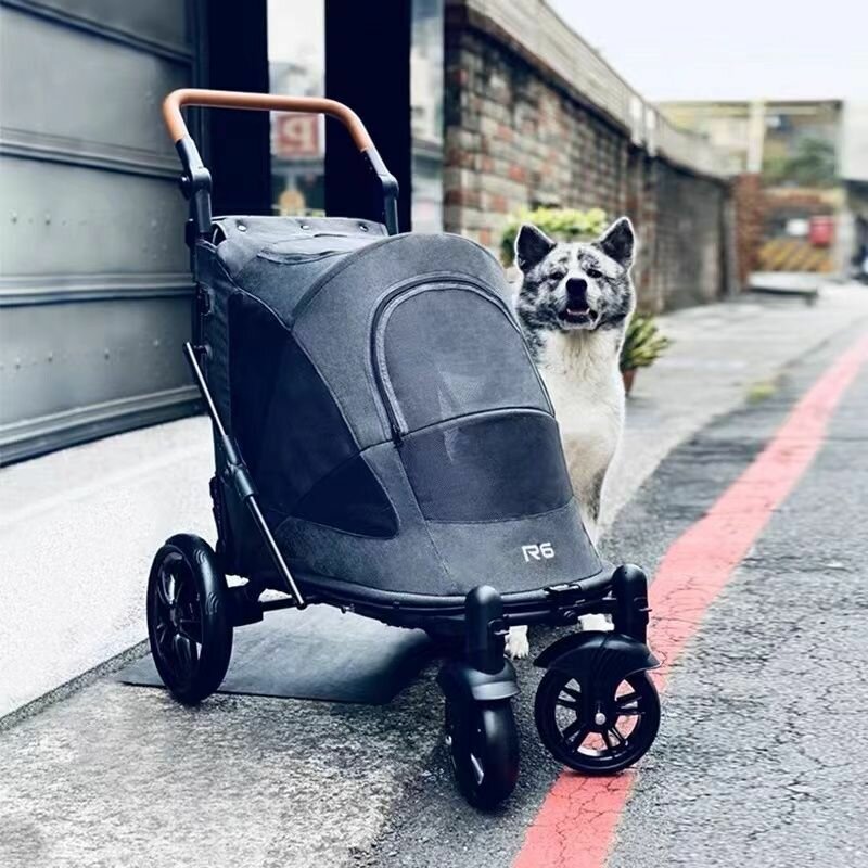 Высококлассный прогулочная коляска для домашних животных, подходит для средних и крупных собак(30 кг), большая вместимость, складная. Инвалидная коляска (тележка) для собак и кошек, черное