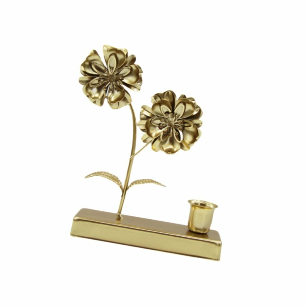 Креативный подсвечник из кованого железа с лепестками-золото