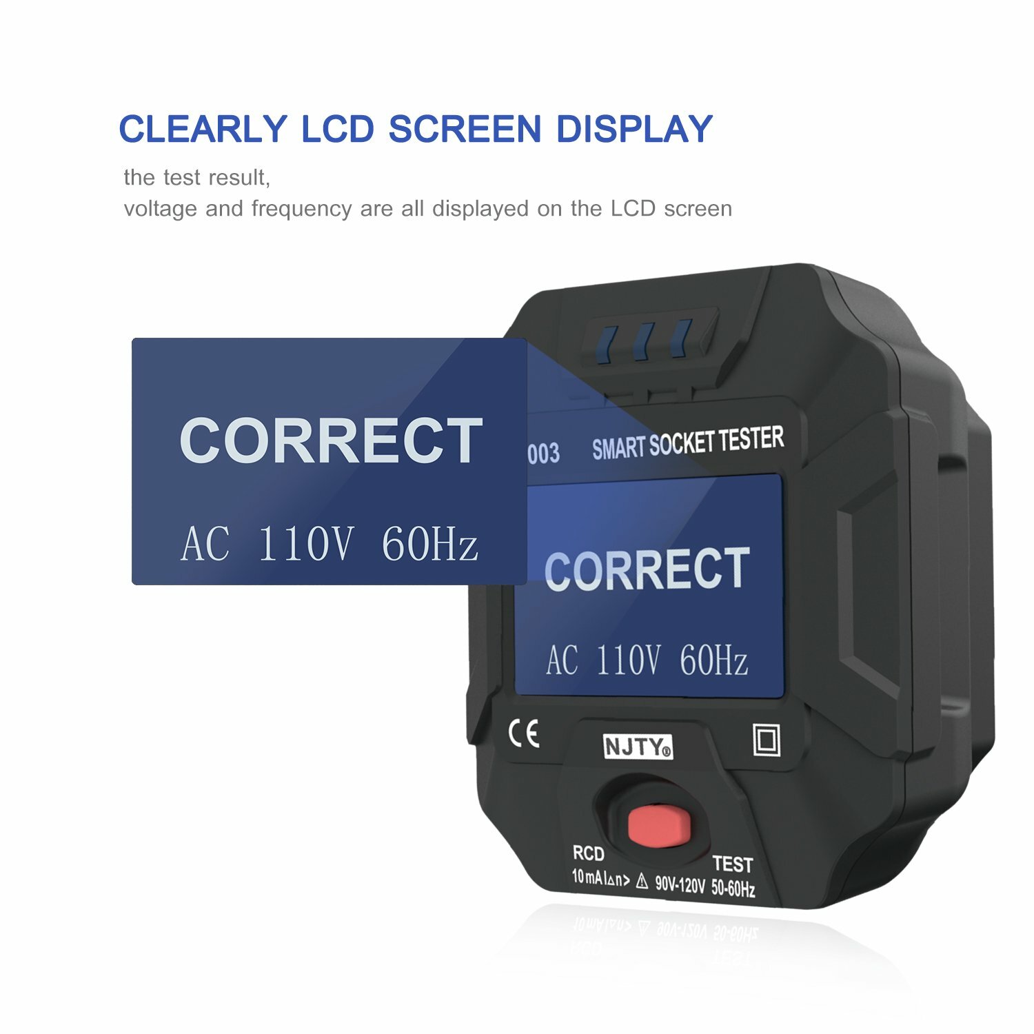Тестер умных розеток 90-120 В, тестер розеток стандарта США с ЖК-дисплеем, детектор полярности цифровой цепи, прибор для поиска выключателя, тест на утечку для тестирования бытовой техники