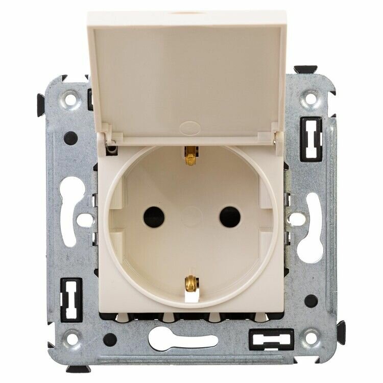 Розетка DKC Avanti 1 пост, (2Р+Е), 16А 230В IP41 Скрытый монтаж, Винтовой зажим, Евровилка 4405013 Заземление, Крышка, Глянцевая, цвет ванильная дымка (комплект 4 шт.)