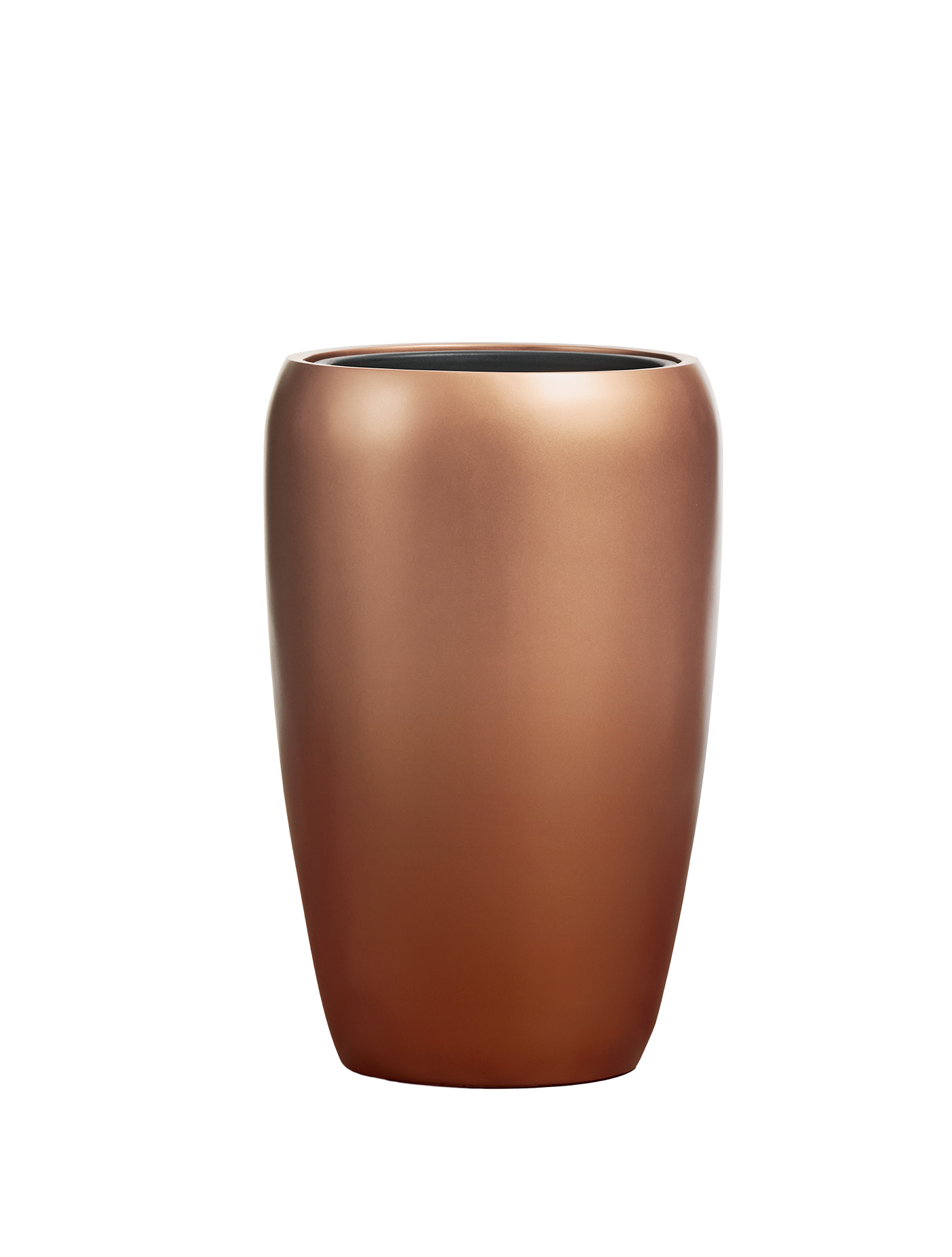 Кашпо TREEZ Effectory Metal Высокий округлый конус Лаковое матовое тёмное золото в-51 см, д-32 см