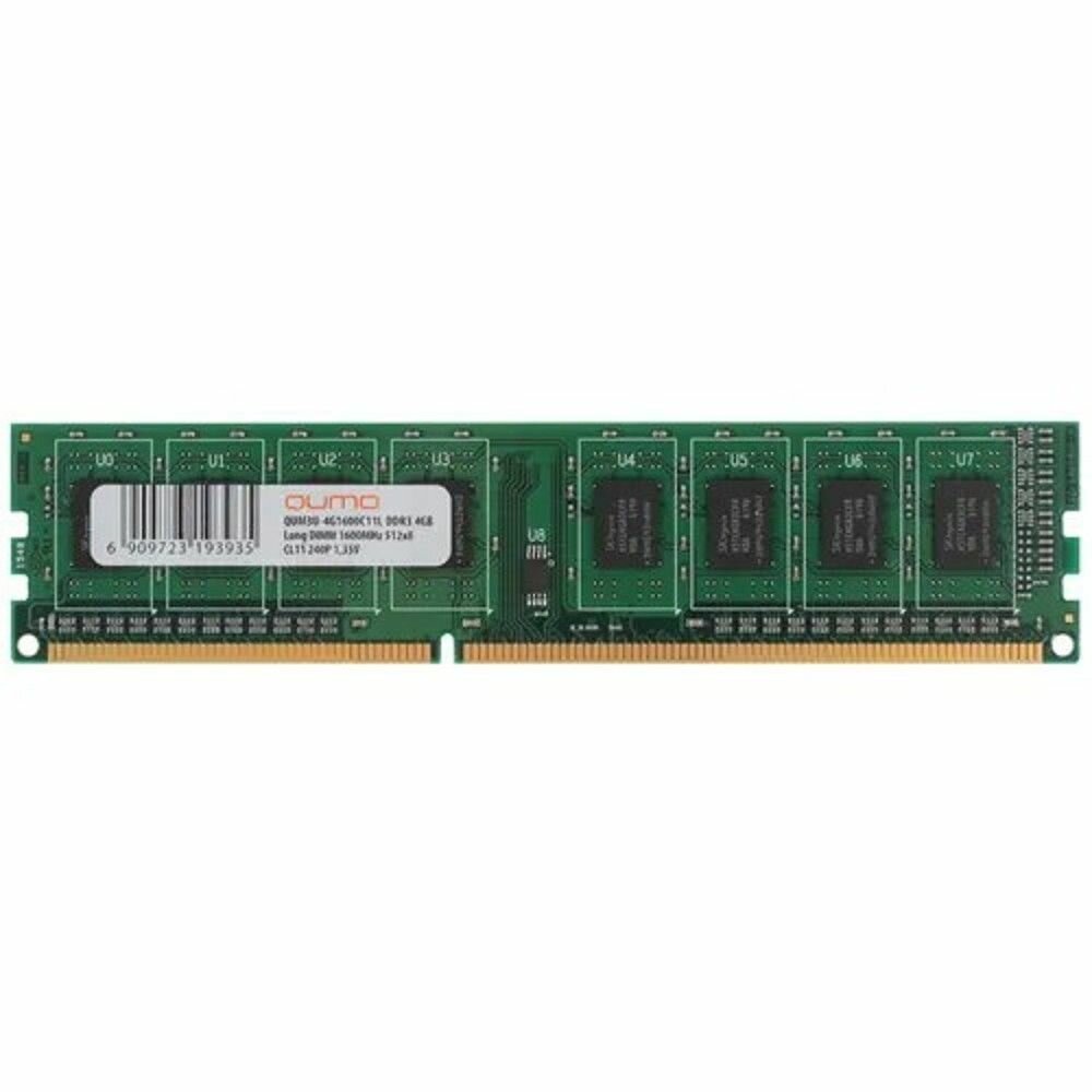 Qumo Модуль оперативной памяти DDR3 DIMM 4GB PC3 - 12800 QUM3U - 4G1600C11L