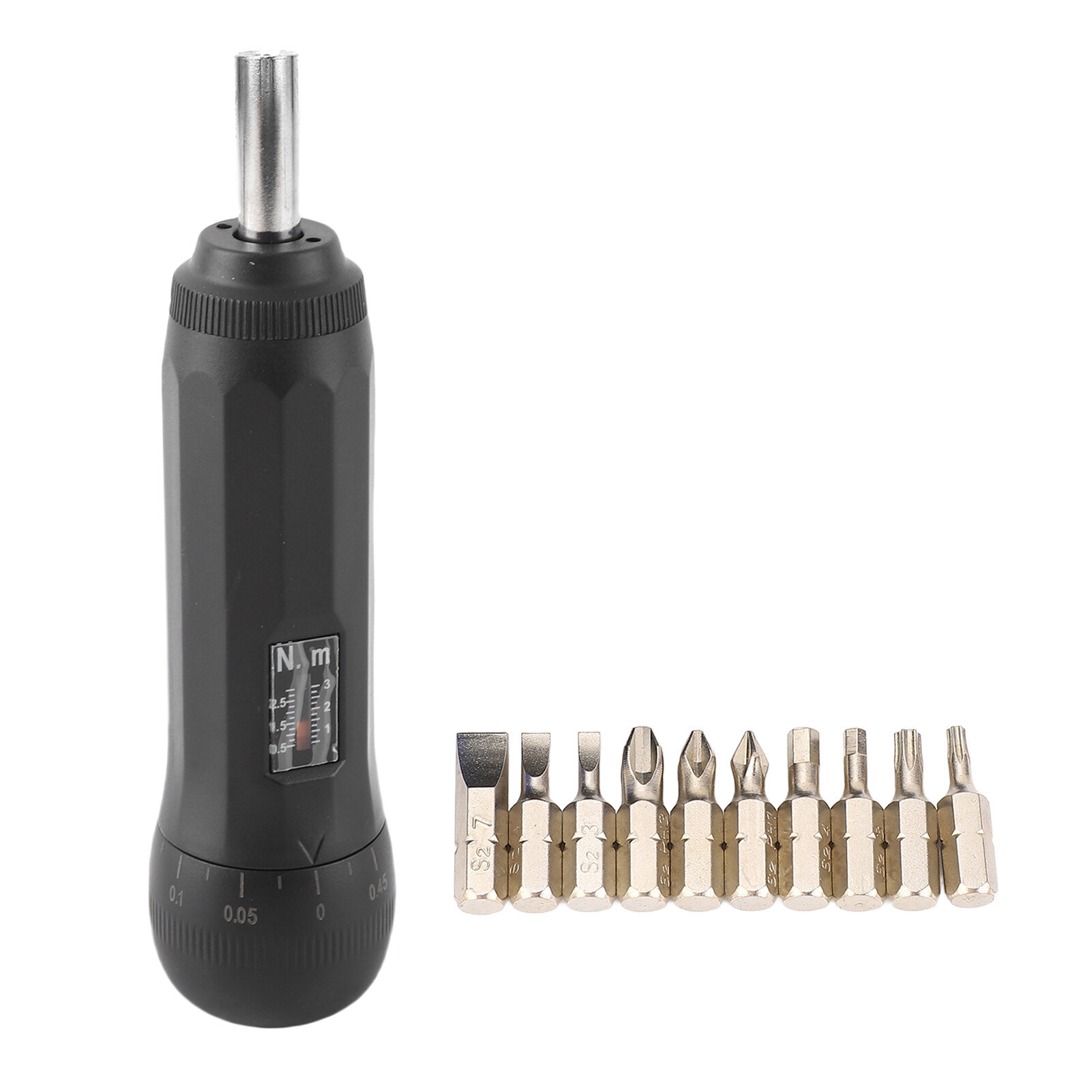 Динамометрическая отвертка 0.5-3.0 Нм, CW/CCW, с 10 битами для точных работ
