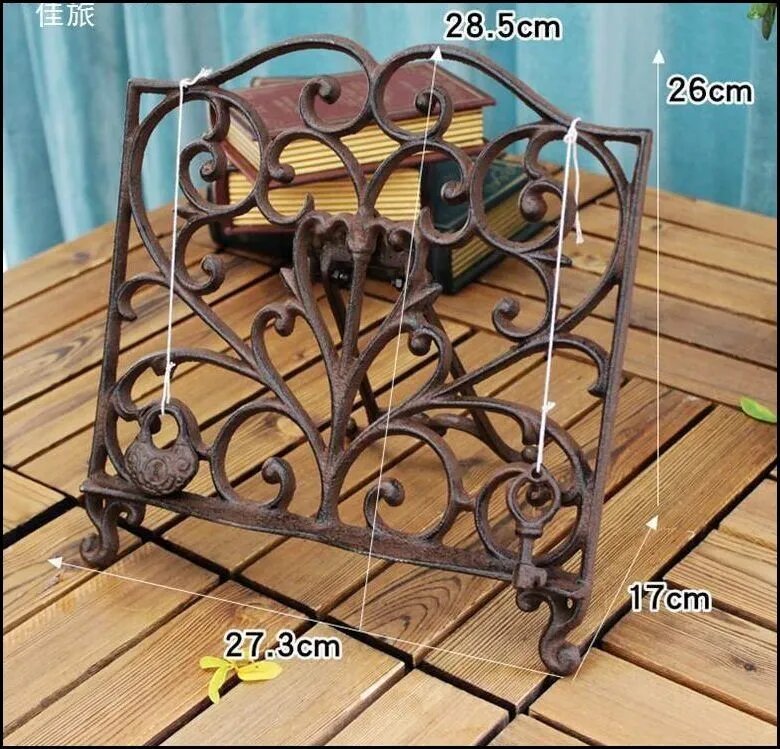 Кованая подставка для меню в европейском стиле - винтажный держатель для ресторана (27.3x28.5 см, чугун)