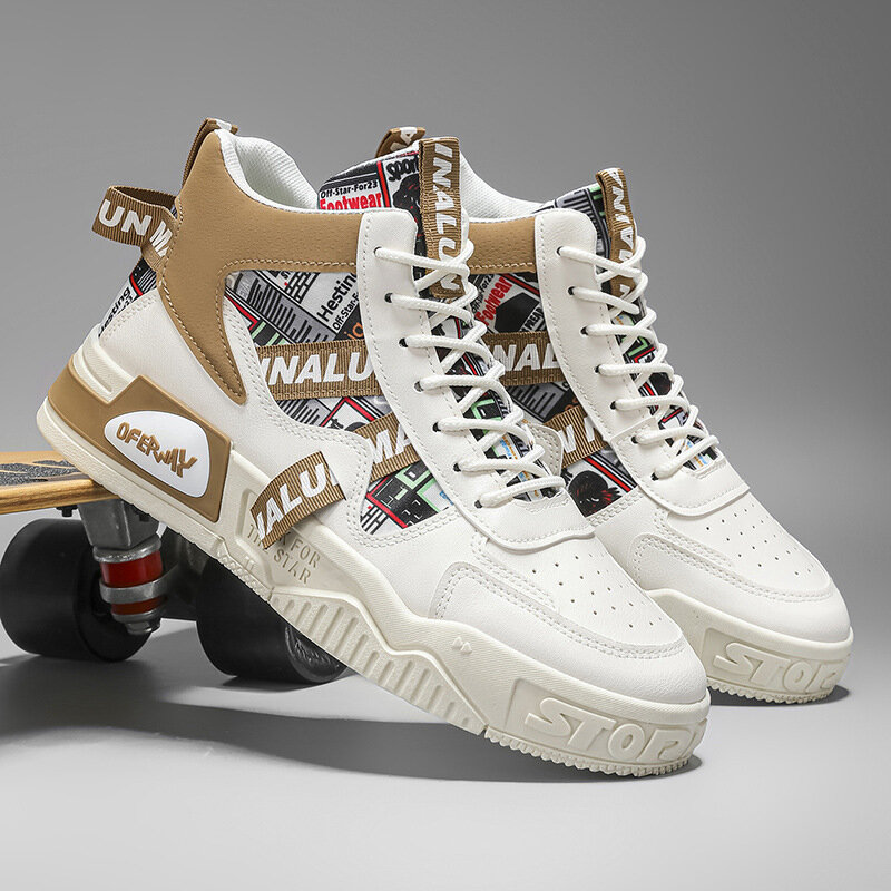 Мужская обувь больших размеров, лето 2025, спортивные повседневные высокие кроссовки, дышащие, увеличивающие рост, белые кроссовки 39-48