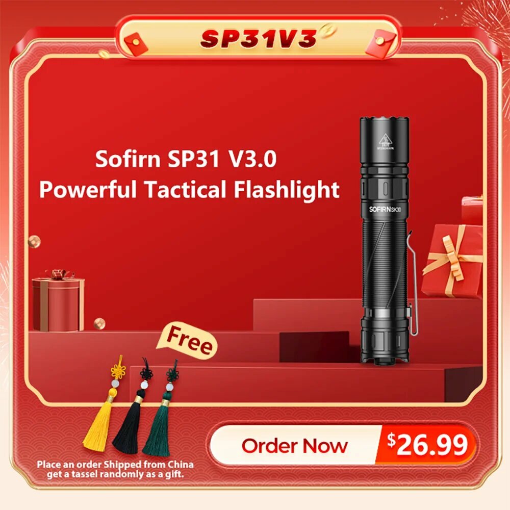 Sofirn SP31 V3.0 тактический фонарик SST40-6000-6500K, Black