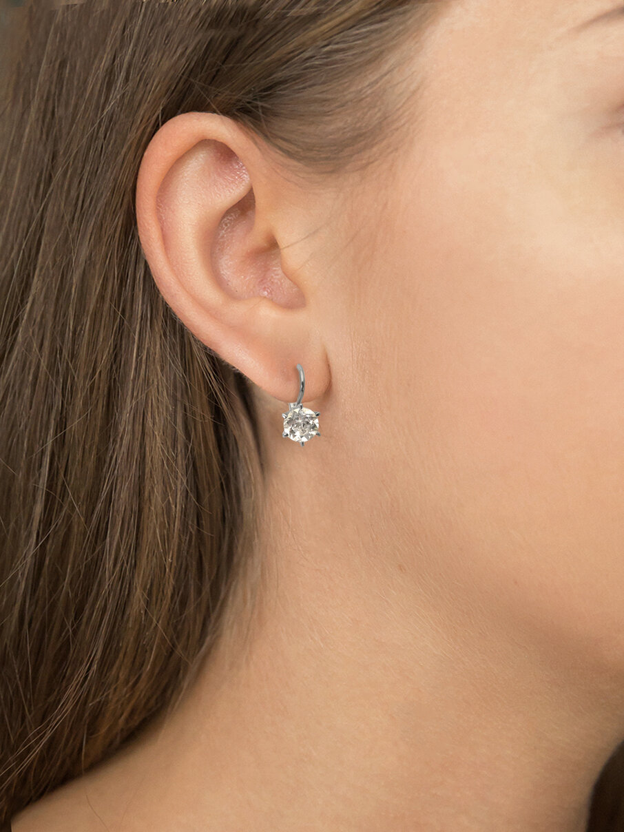 Серьги, серебро, 925 проба, родирование, горный хрусталь