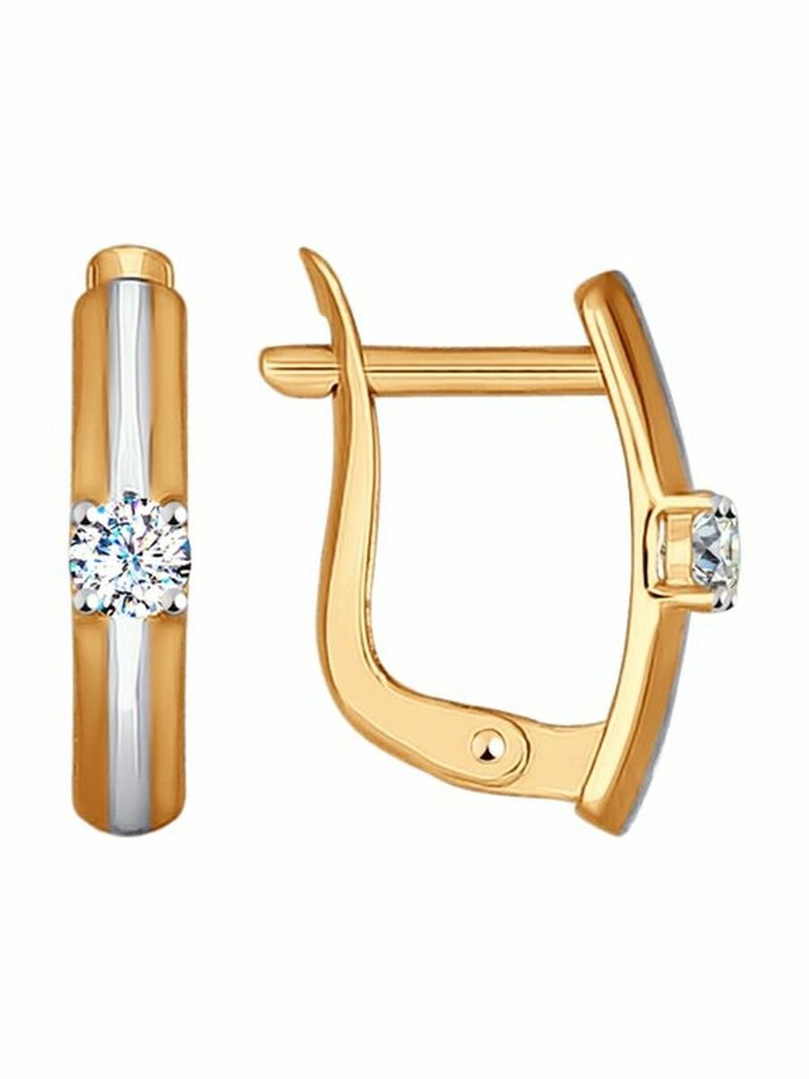 Серьги, красное золото, 375 проба, фианит