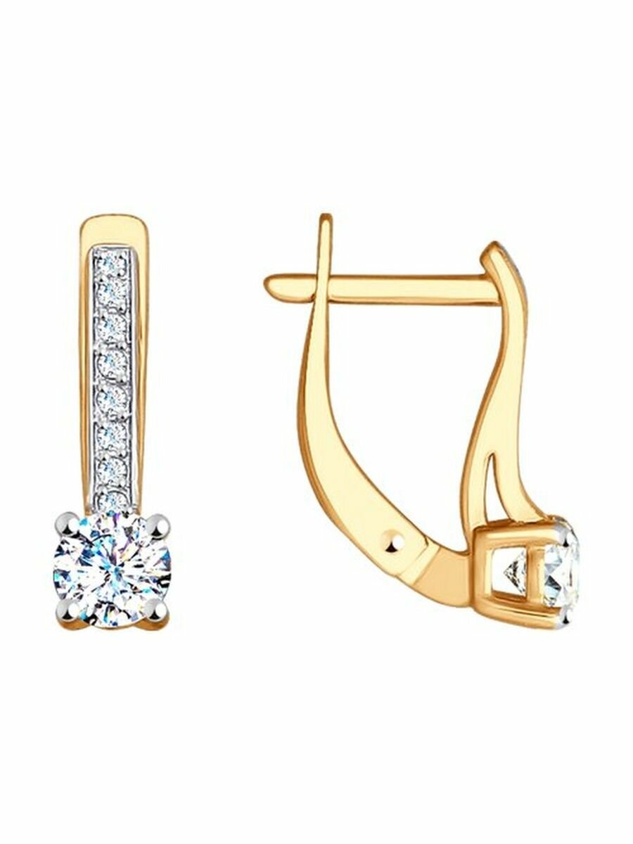 Серьги, красное золото, 375 проба, фианит