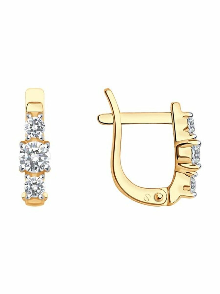 Серьги, красное золото, 375 проба, фианит