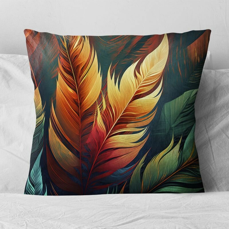 Подушка декоративная Золотые Перья 40х40 велюр