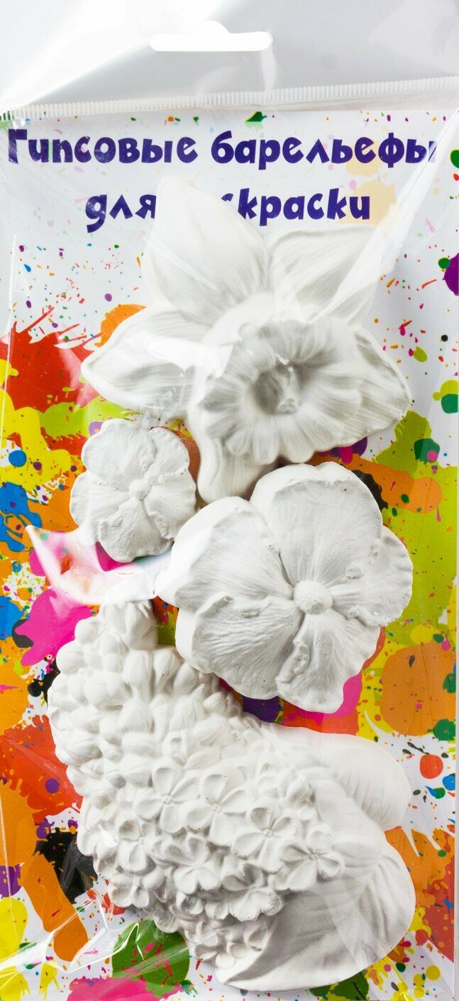 Гипсовые фигурки Дом Ремесел "Цветочки" , для раскрашивания, по образцу, 4 фигуры, 10 комплектов.