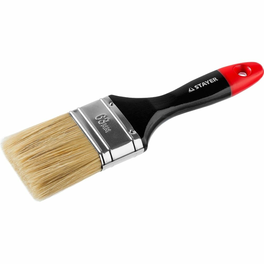 Плоская кисть STAYER Professional Universal светлая натуральная щетина, деревянная ручка, 63мм 2.5" 0104-063