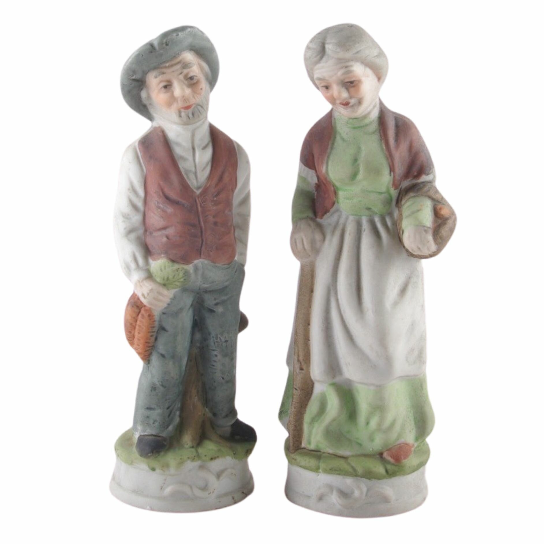 Винтажные парные статуэтки "Урожайный год". Фарфор, роспись.