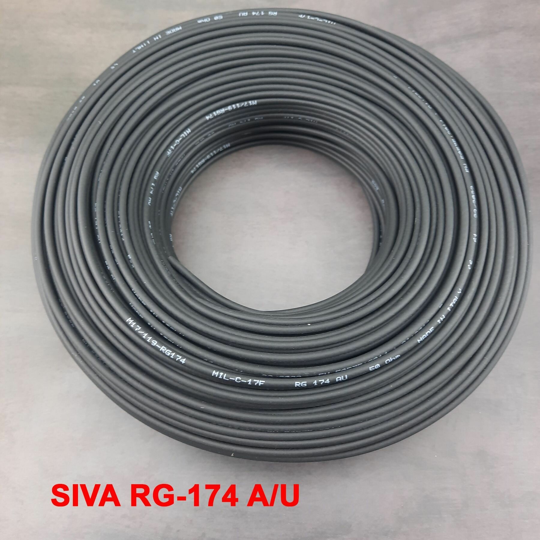 Антенный радиокабель Siva RG 174 AU (M17/119-RG174), коаксиальный, 50 Ом, черный, 20 метров