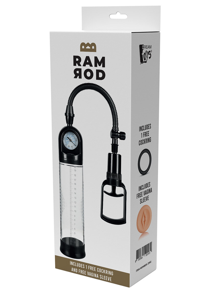 Мужская вакуумная помпа для пениса с манометром "RAMROD DELUXE PENIS PUMP" 20cm