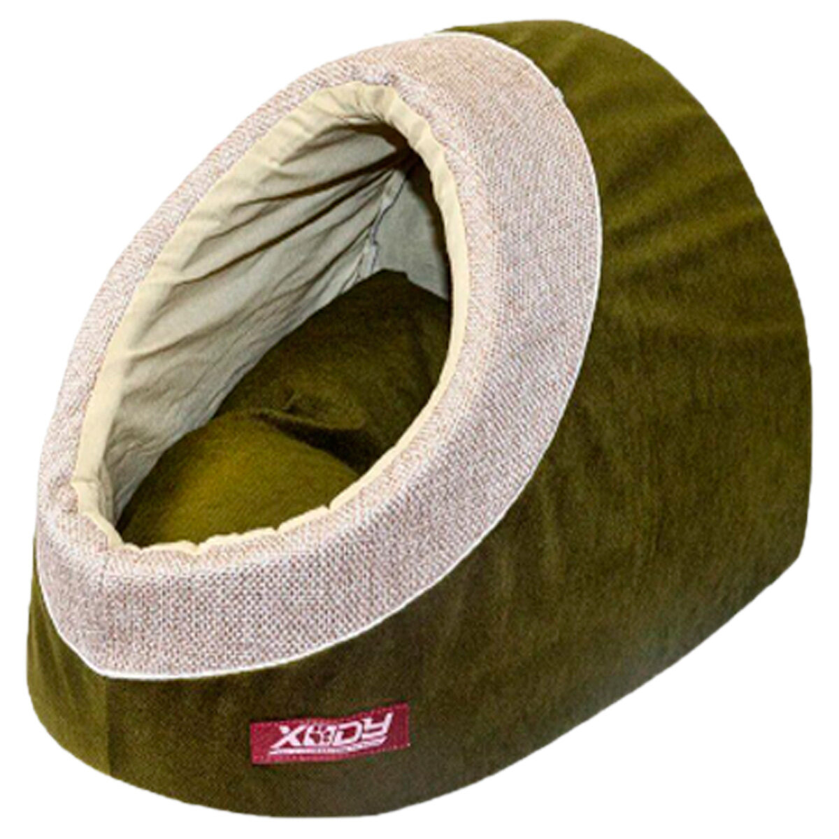 Домик для собак и кошек Xody Лукошко Olive флок 43 х 32 х 34 см (1 шт)