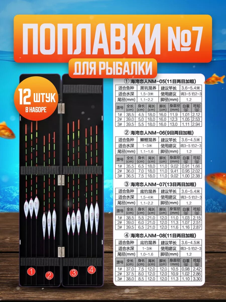 Набор рыболовных поплавков Херабунной, для херабуны, 12 шт, черный