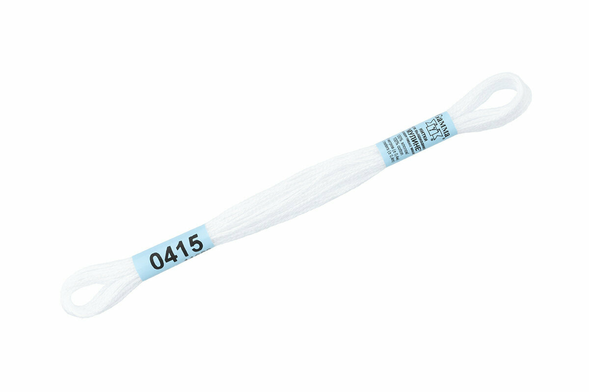 2 шт. Нитки для вышивания "Gamma" мулине ( 0207-0819 ) 100% хлопок 8 м №0415 белый 1 шт.