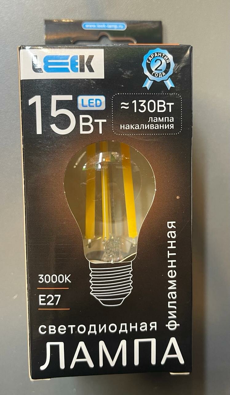 Светодиодная филаментная лампа LEEK A60 15 Вт 3000К Е27