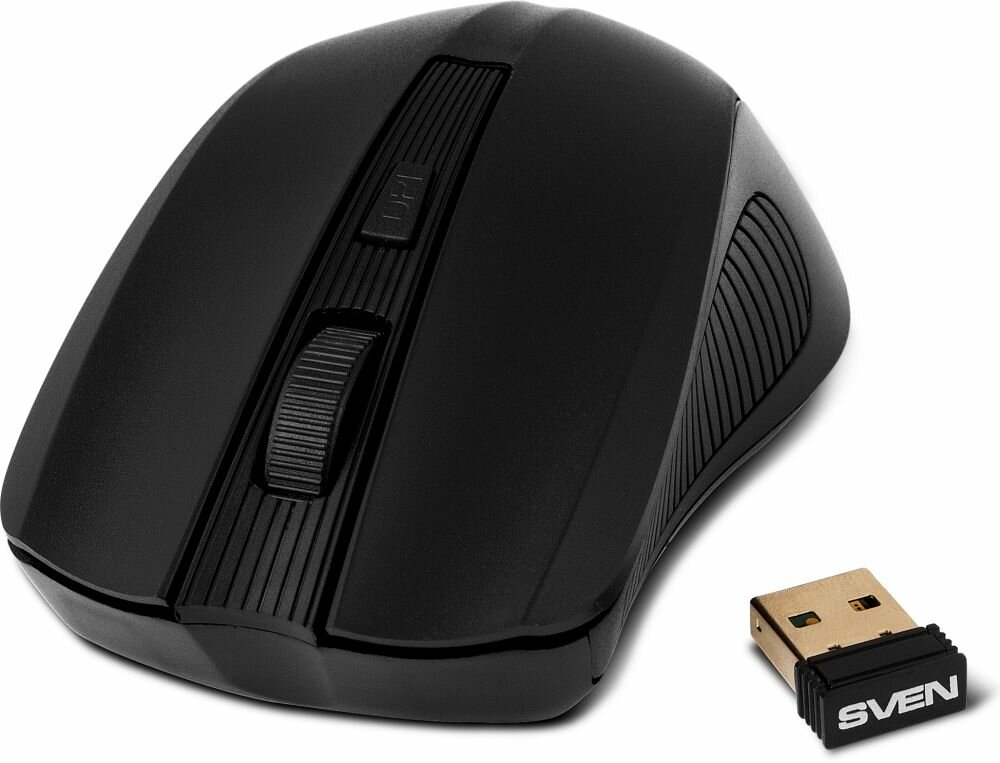 Беспроводная мышь SVEN RX-400W чёрная (3+1кл. 600/1000/1400DPI, блист)