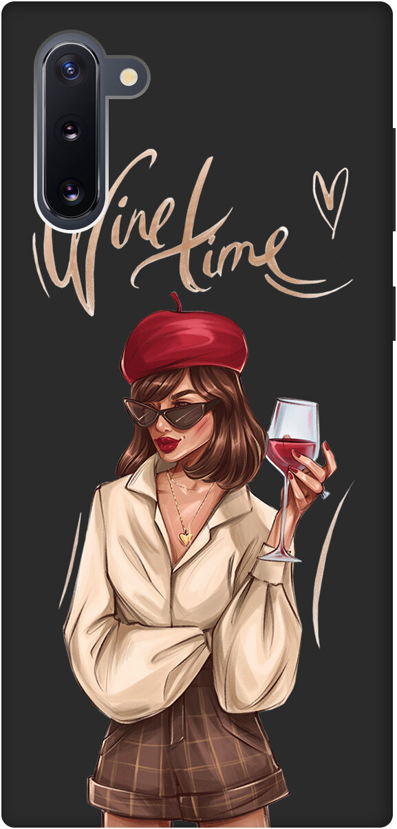Матовый чехол Wine Time для Samsung Galaxy Note 10 / Самсунг Ноут 10 с 3D эффектом черный