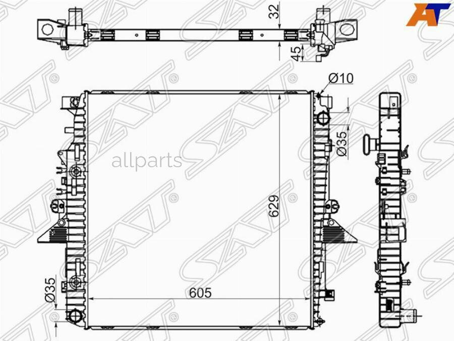 SAT LR0001-04 Радиатор Land Rover Discovery 04-09 / Range Rover Sport 05-13