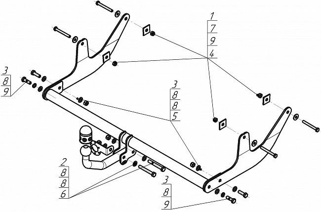 Фаркоп с эл-кой Smart для Lada Largus (в том числе Cross) с 2012 (оцинкованный шар)(паспорт и сертификат в комплекте) L104A. Автостандарт