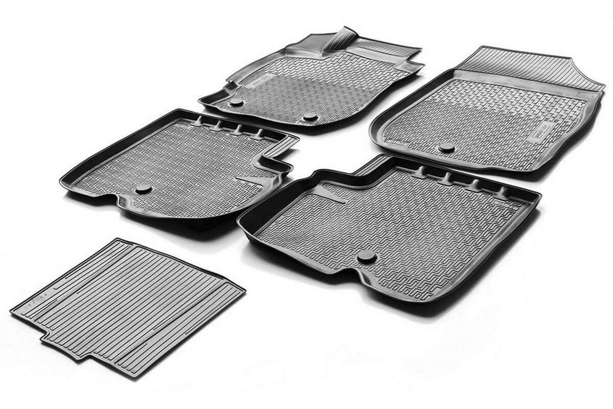Коврики в салон автомобиля Rival для Nissan Almera G15 седан 2012-2018, полиуретан, с крепежом, 5 частей, 14101001