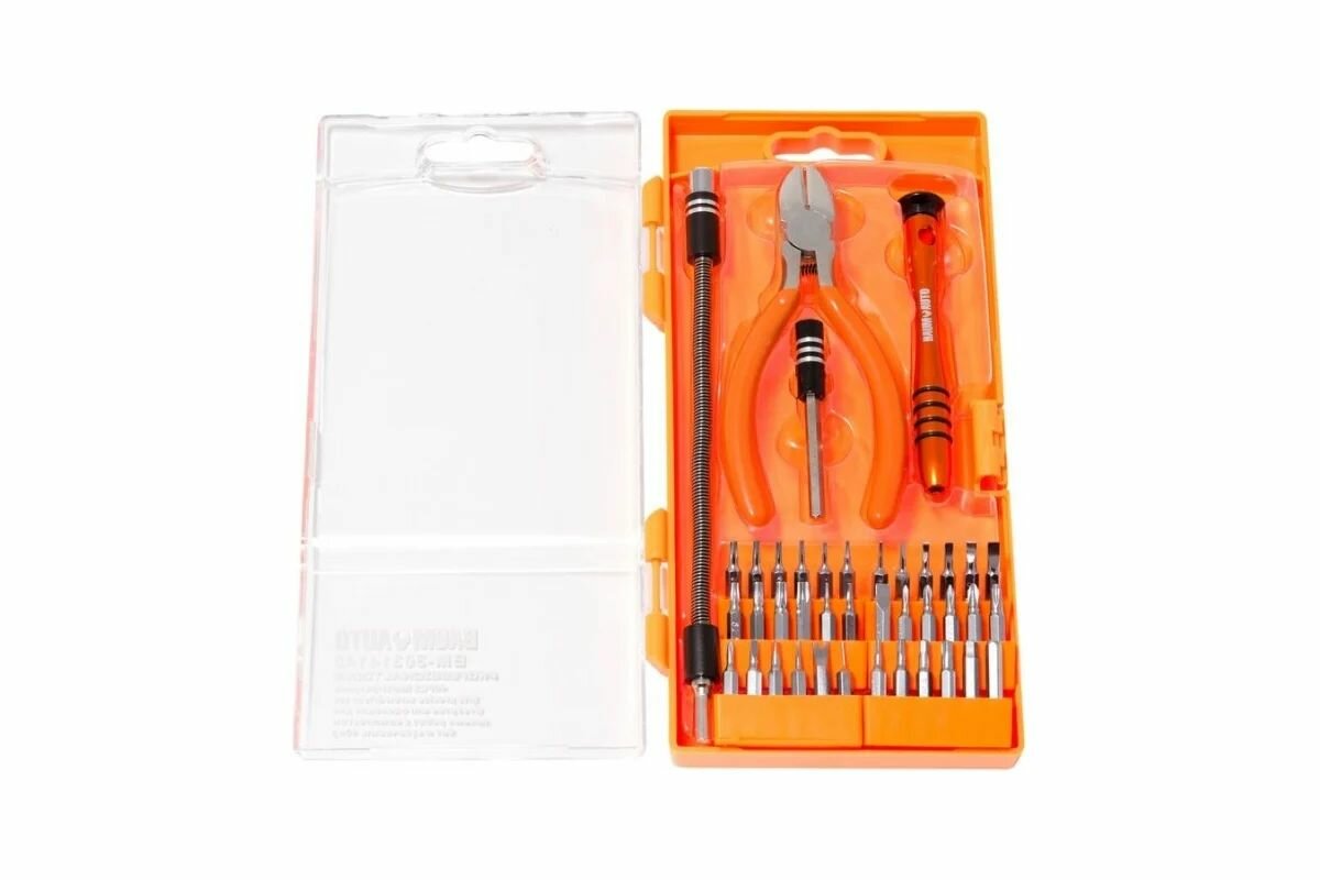 Набор инструментов для точных работ 40 предметов, в футляре, оранжевый