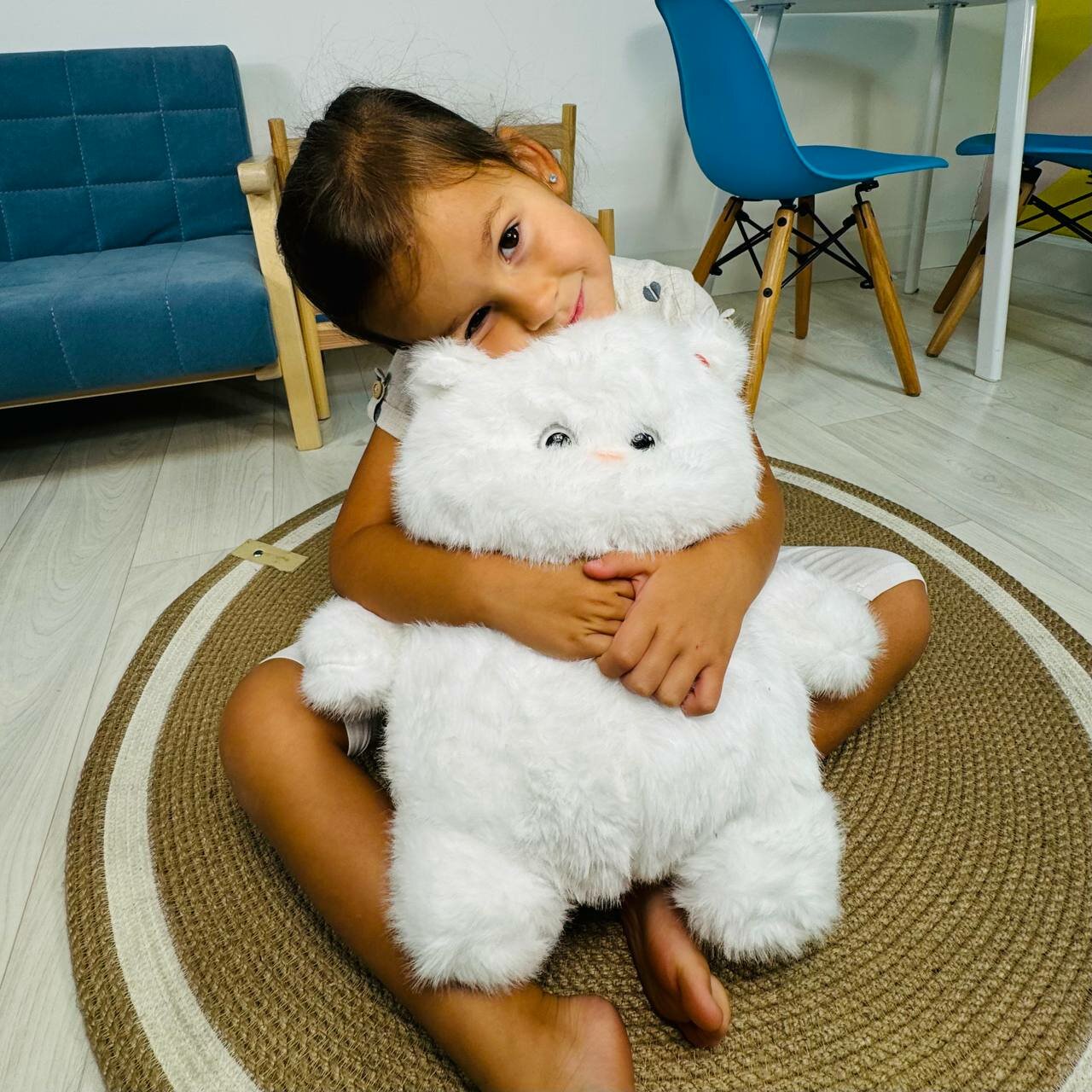 Мягкая игрушка кот Пухляш белый 35 см