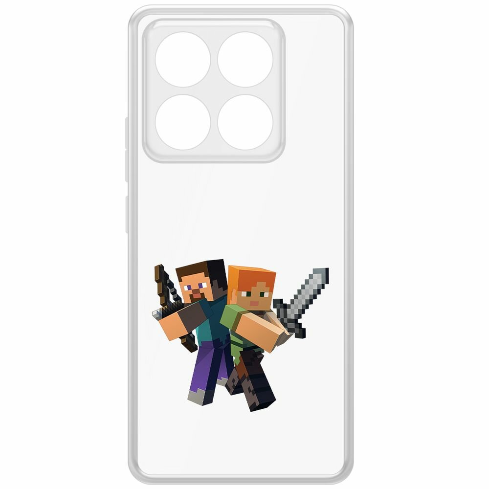 Чехол-накладка Krutoff Clear Case Minecraft-Стив и Алекс для Xiaomi 14T Pro