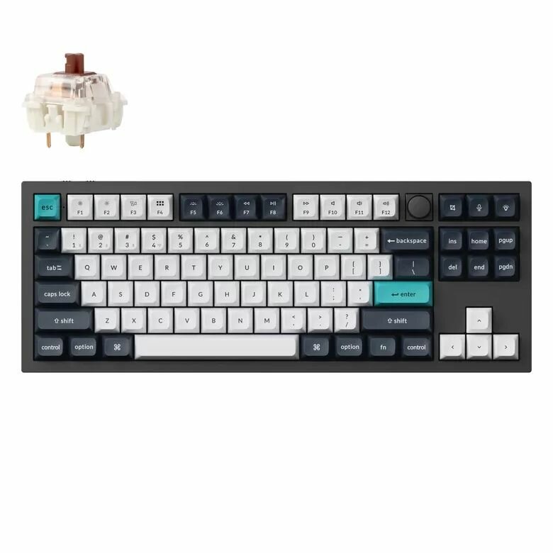 Беспроводная механическая клавиатура Keychron Q3 Max (80%) цвет Carbon Black, Английская раскладка, RGB, Hot Swap, кейкапы без подсветки, тактильные переключатели (Gateron Jupiter Brown)