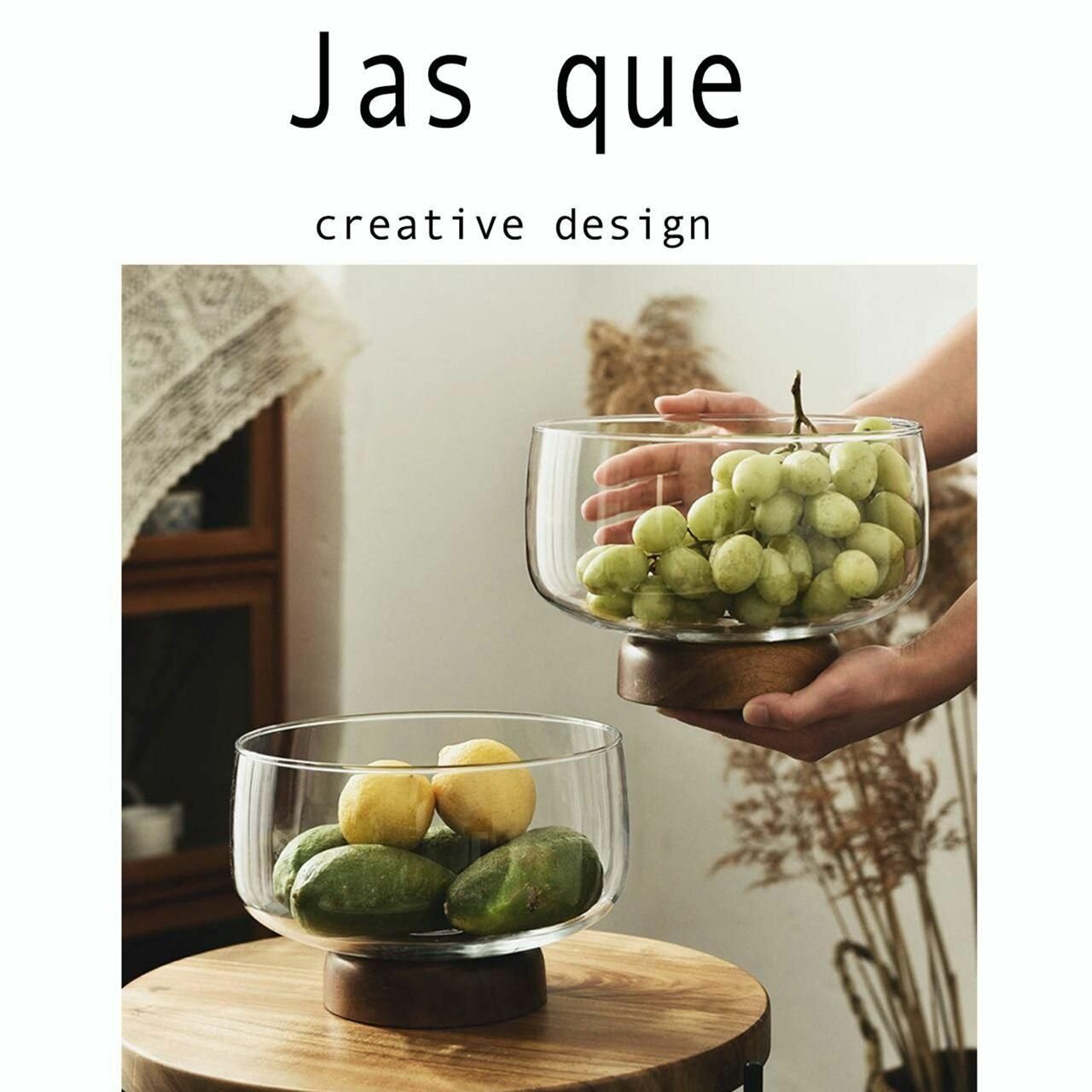 Фруктовница стеклянная Jas que, для фруктов, Стеклянная, Красивая