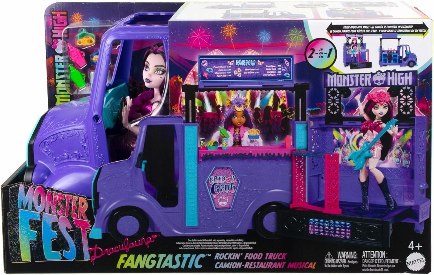 Игровой набор Monster High Fangtastic Food Truck с куклой HXH83