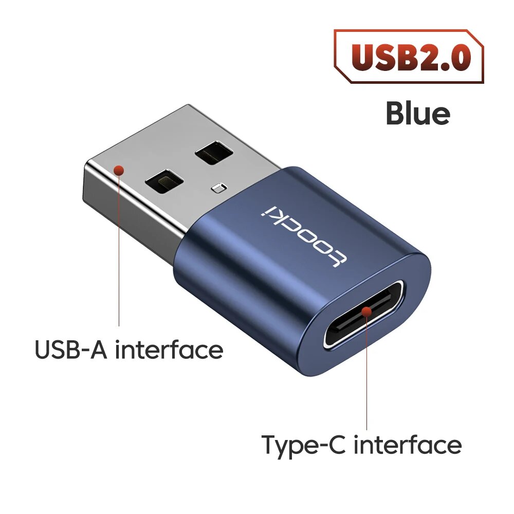 Toocki OTG USB 3.0 To Type C Адаптер Micro To Type C «папа» на USB 2.0 «мама» Конвертер для Macbook Xiaomi Samsung OTG Разъем Type-C to USB Blue