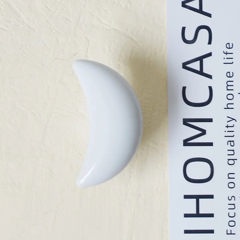 Ручка IHOMCASA керамическая, белая луна