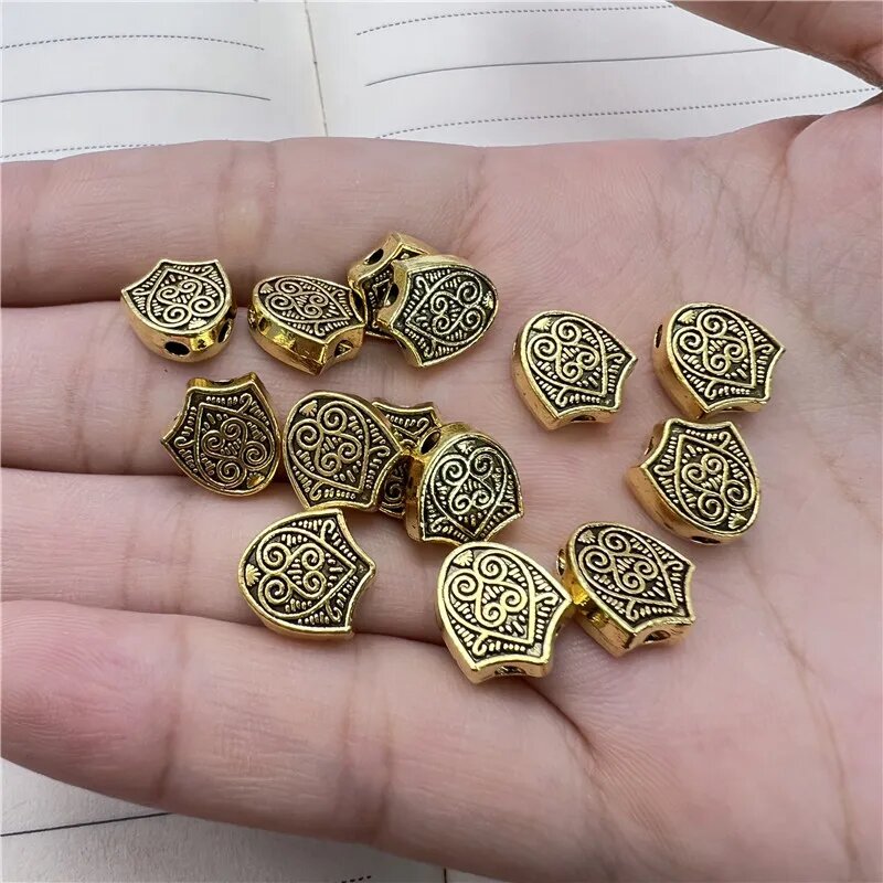 18 стилей, тибетское серебро, золото, Ближний Восток, четки из бисера, кисточка, 02 gold 15pcs