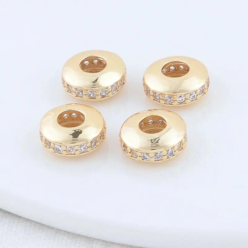 Золотые латунные бусины с циркониевыми колесами Florainer Tina 6PCS, Style 2