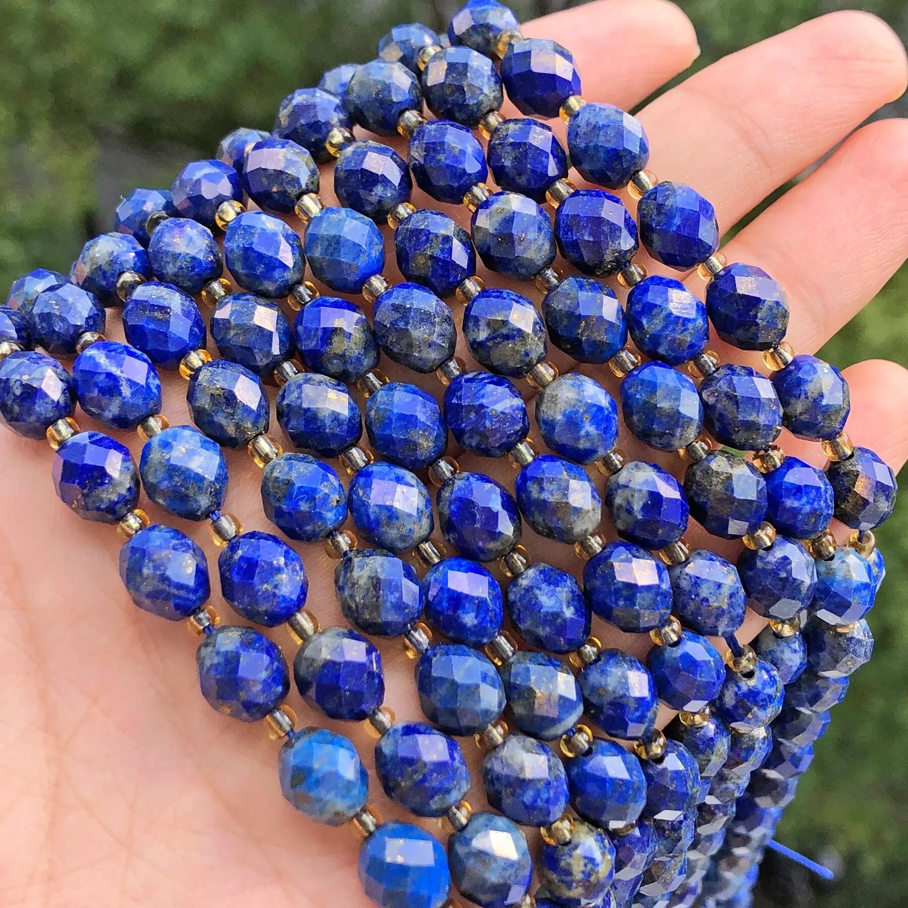 Куюа Бусины из аметиста и амазонита 8x7 мм Темно-синий, 15inch 35-38pcs, Lapis Lazuli